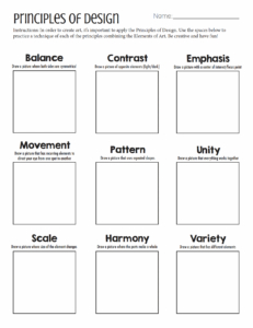 Elements of Art & Principles of Design Worksheets – brightartlessons.com
