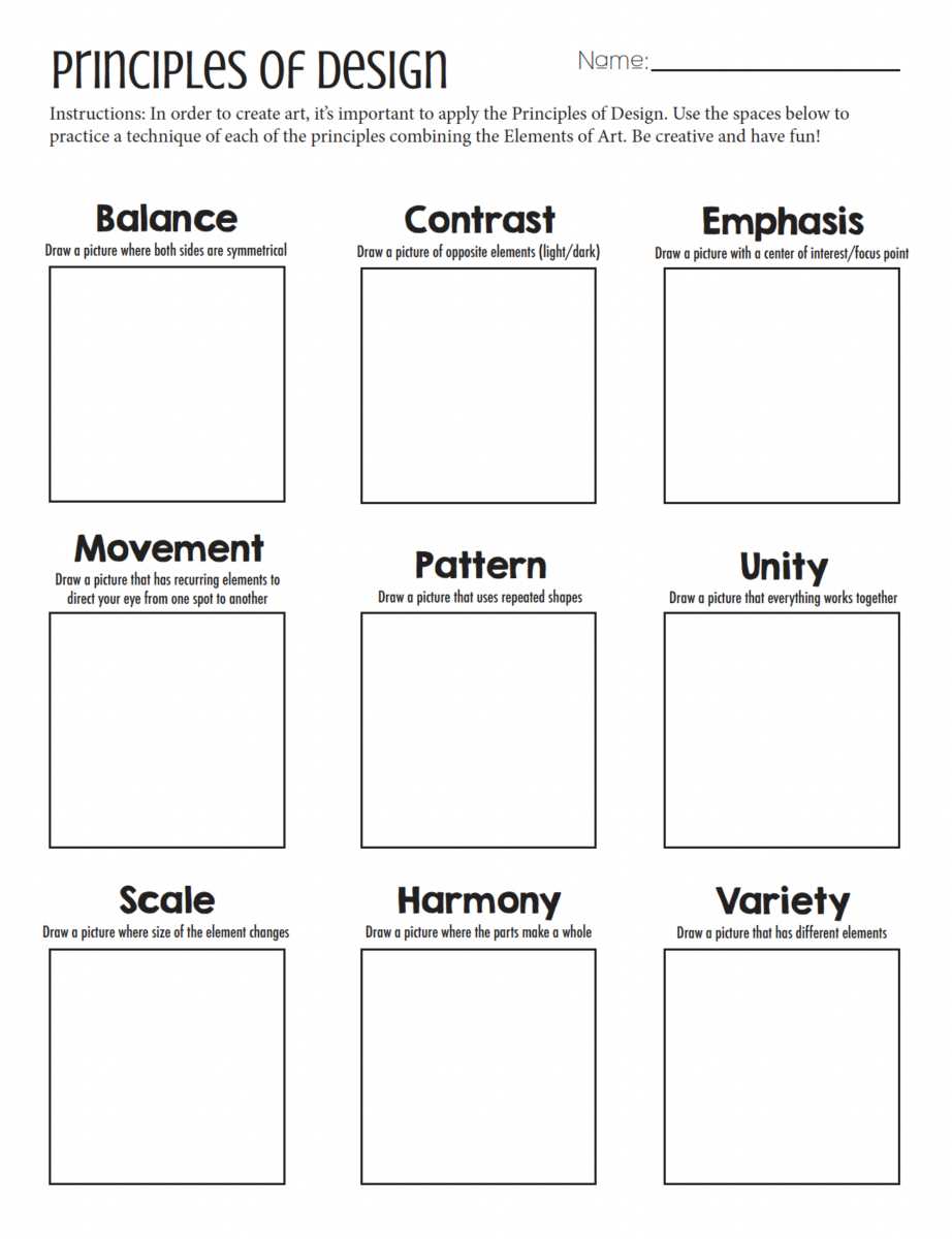Elements of Art & Principles of Design Worksheets – brightartlessons.com